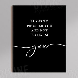 Large Black Scripture Set of 3 Prints, Jeremiah 29 Bible Verse Wall Art ...