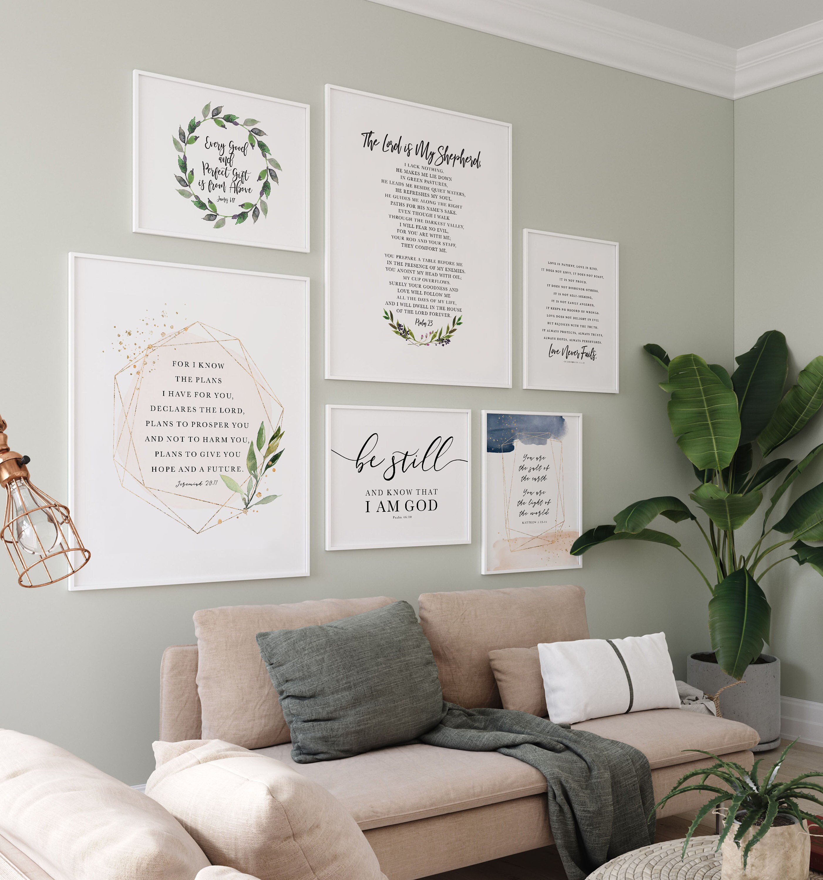 Gallery Wall Set Bible Verses NIV Set of 6 Prints Christian | Etsy ...
