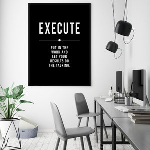 Execution Definition Office Wall Art, Modern Black Decor, Execute Quote ...