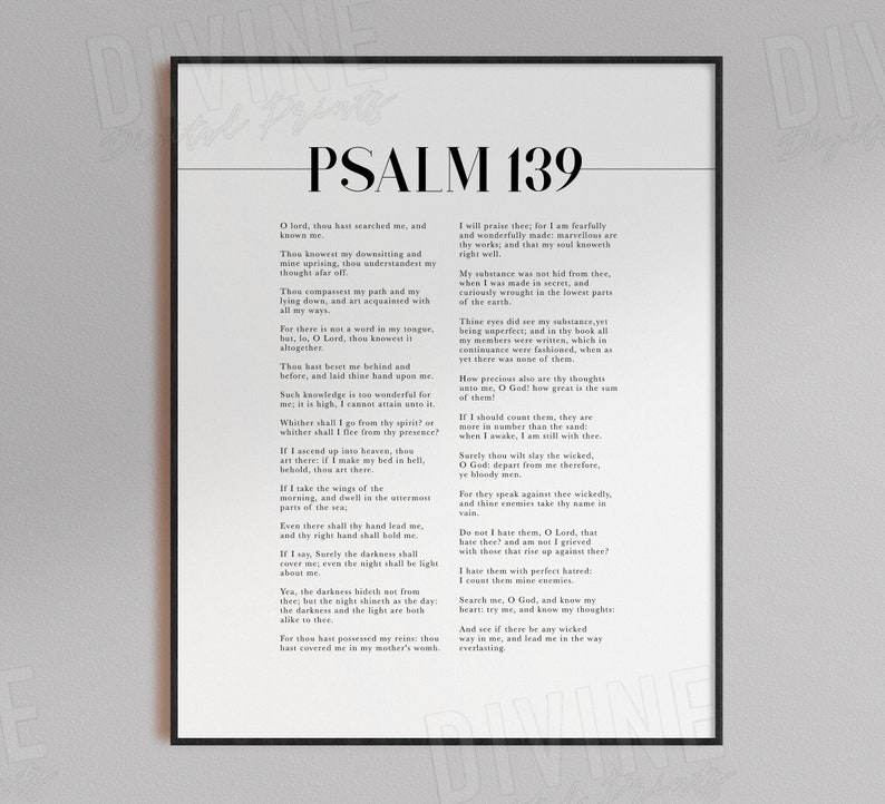 Bible Verse Wall Art Psalm 139 KJV Scripture Printable - Etsy