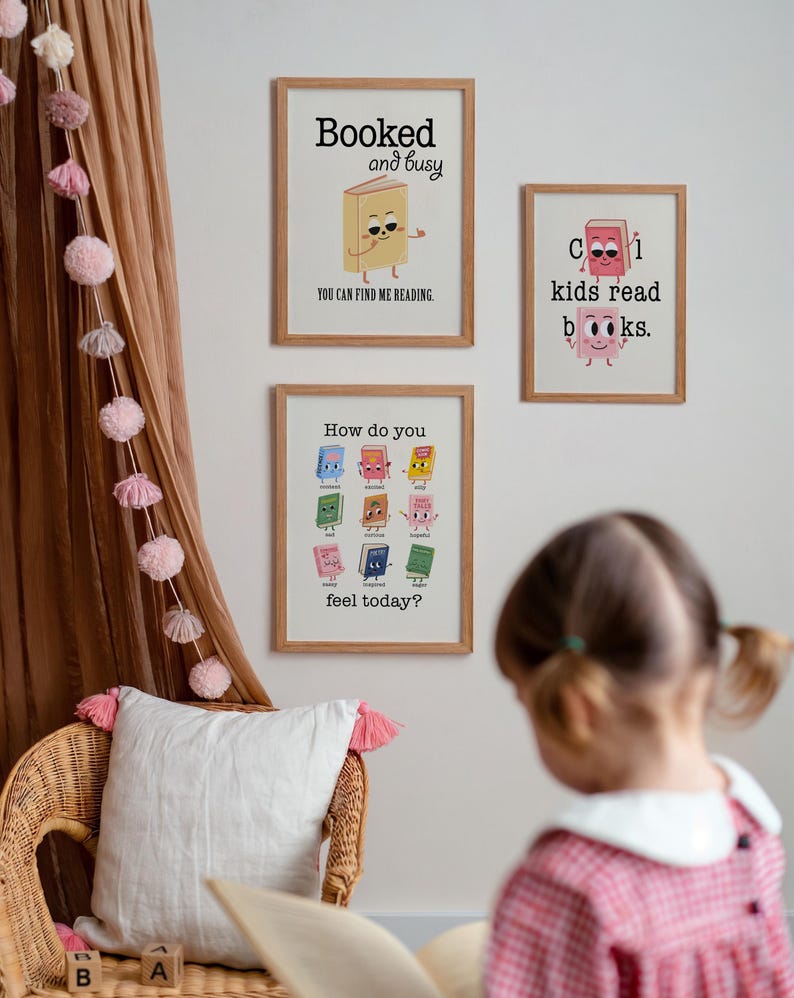 Retro Classroom Reading Nook Posters, Read More Books Prints, Cute ...
