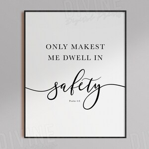 Psalm 4 8 Bible Verse Wall Art, King James Version, Bedroom Sleep Quote ...