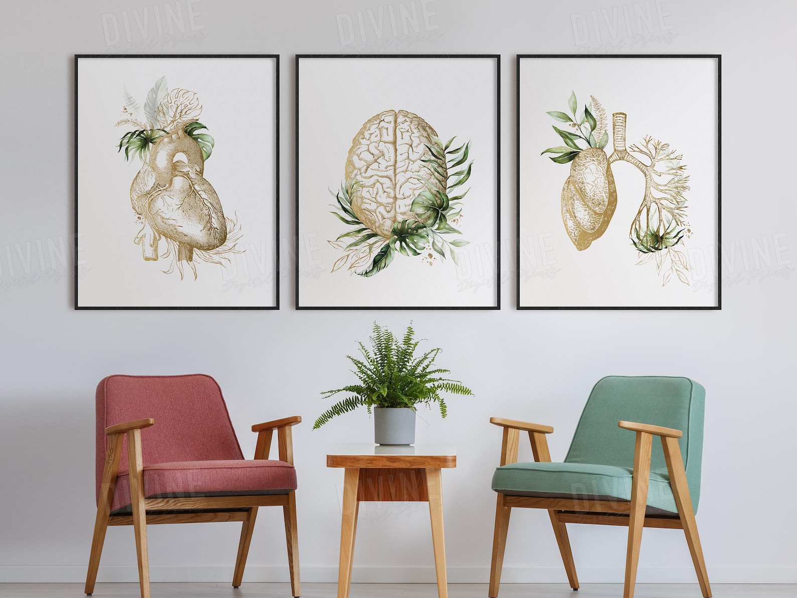 Organ Art Lungs Wall Art Human Heart Anatomy Poster Brain - Etsy