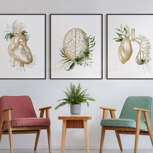 Organ Art, Lungs Wall Art, Human Heart Anatomy Poster, Brain Watercolor ...