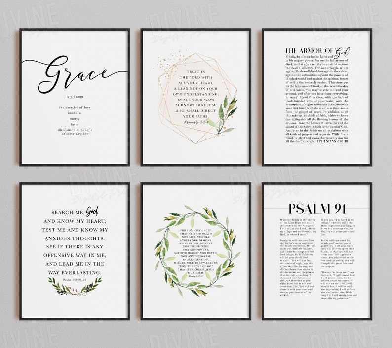 Christian Wall Art Bible Verse Prints Scripture Artwork Set - Etsy