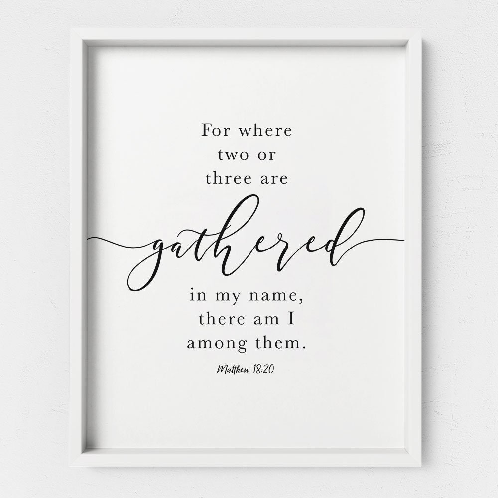 Matthew 18 20 Gathered Bible Verse Wall Art Dining Room | Etsy