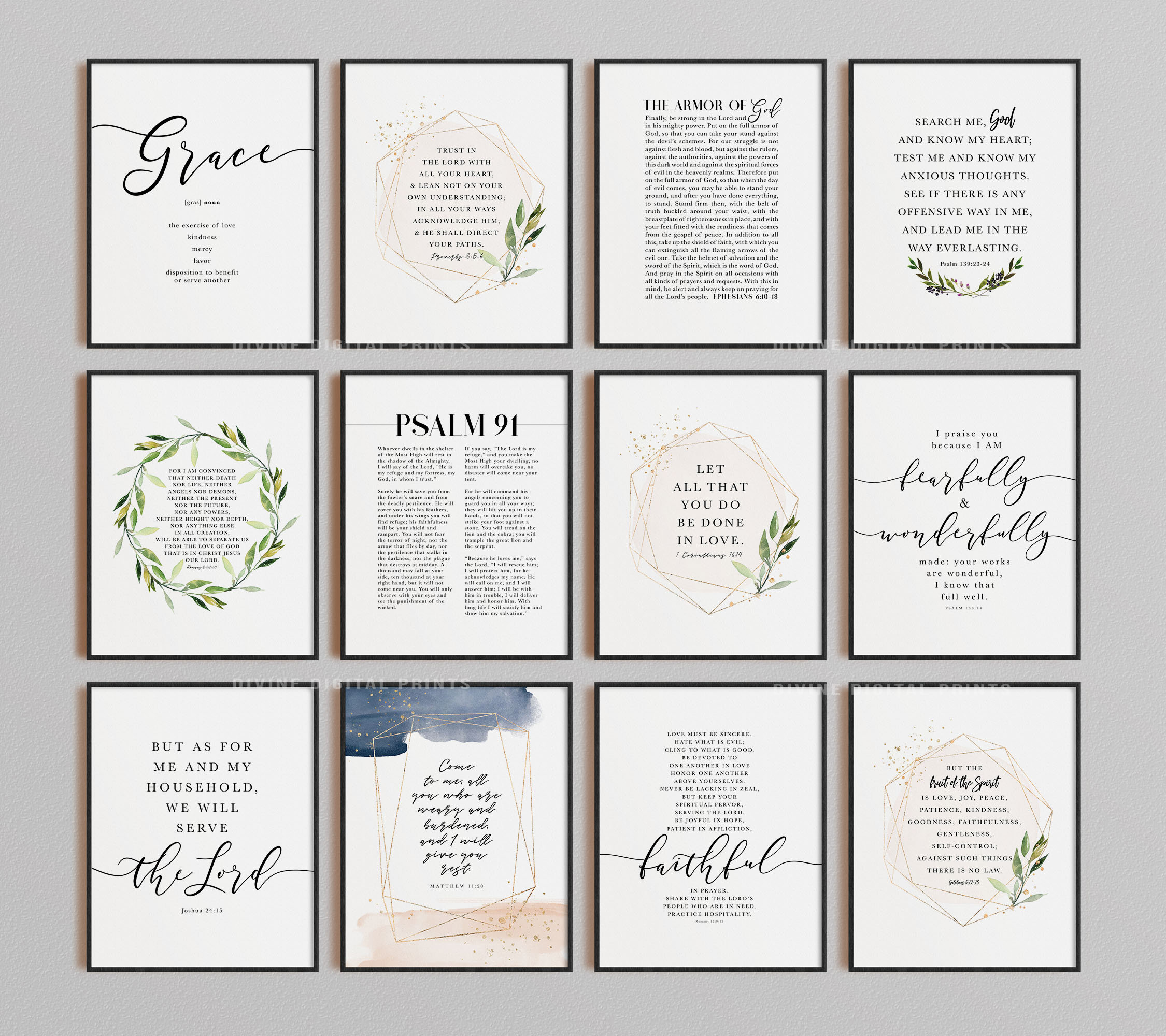 Christian Wall Art Bible Verse Prints Scripture Artwork Set - Etsy