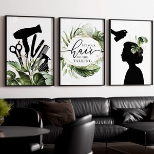 Hair Salon Decor Wall Art, Beauty Glam Decor, Hairdresser Sign, Digital ...