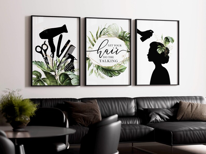 Hair Salon Decor Wall Art, Beauty Glam Decor, Hairdresser Sign, Digital ...