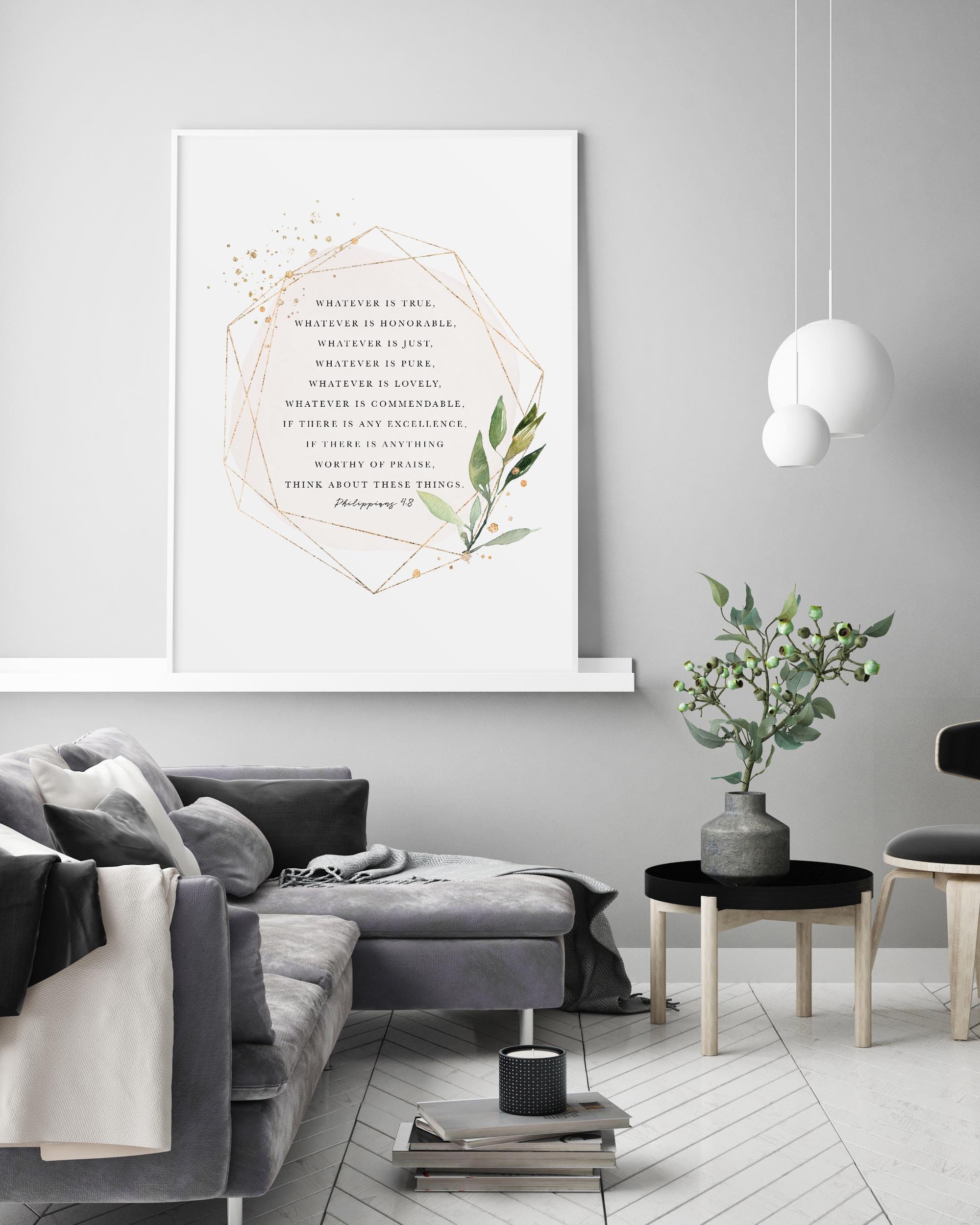 Philippians 4 8 ESV Bible Verse Quote Scripture Wall Art for | Etsy ...