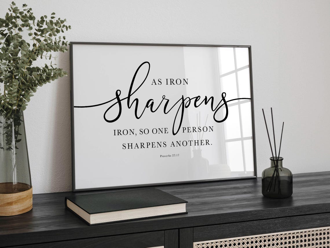 Iron Sharpens Iron Quote, Proverbs 27 17, NIV Bible Verse Wall Art ...