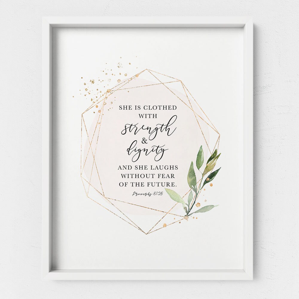 Bible Verse Wall Art Proverbs 31:25 Pink Nursery Decor - Etsy Australia