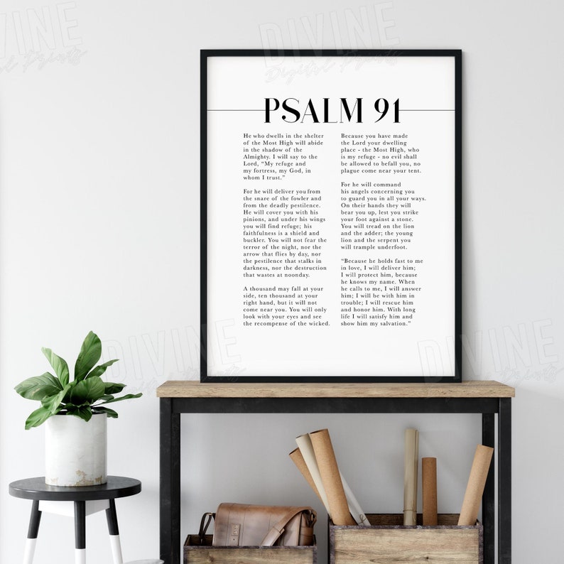 Christian Wall Art Psalm 91 ESV Bible Verse Home Decor He - Etsy