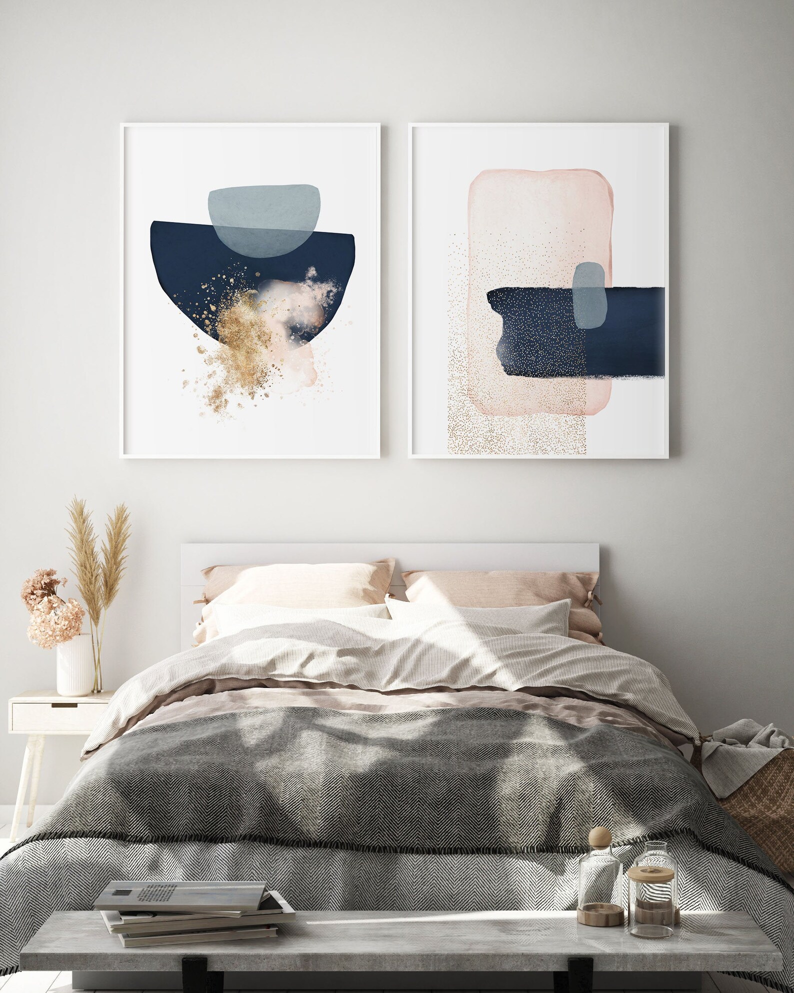 Abstract Print 2 Piece Large Wall Art Modern Apartment Decor - Etsy