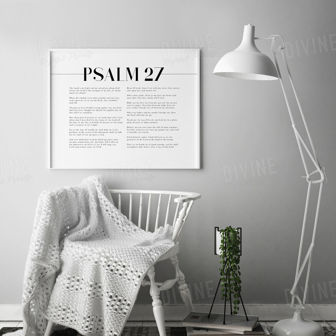 Psalm 27 KJV Scripture Wall Art Horizontal Printable Bible | Etsy