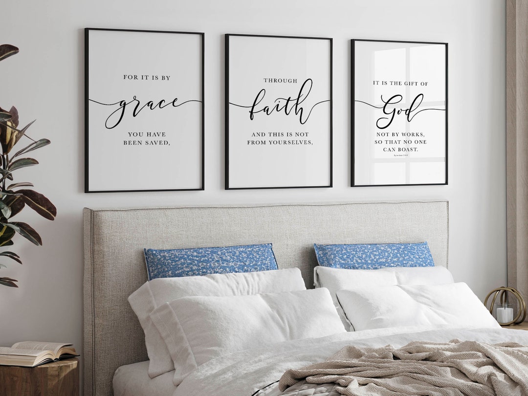 Bible Verse Wall Art Large Scripture Ephesians 2 Printable Christian Bedroom Wall Decor Over the ...