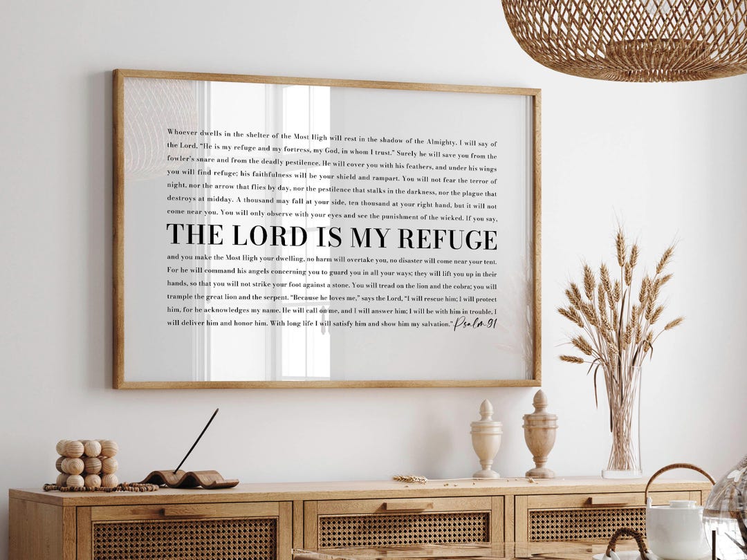 Psalm 91 Bible Verse Wall Art, Horizontal Scripture Print, Modern ...