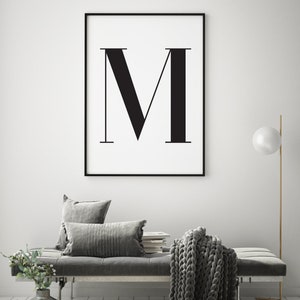 Letter M Print, M Wall Art Decor, Monogram Printable, Nursery M Name - Etsy