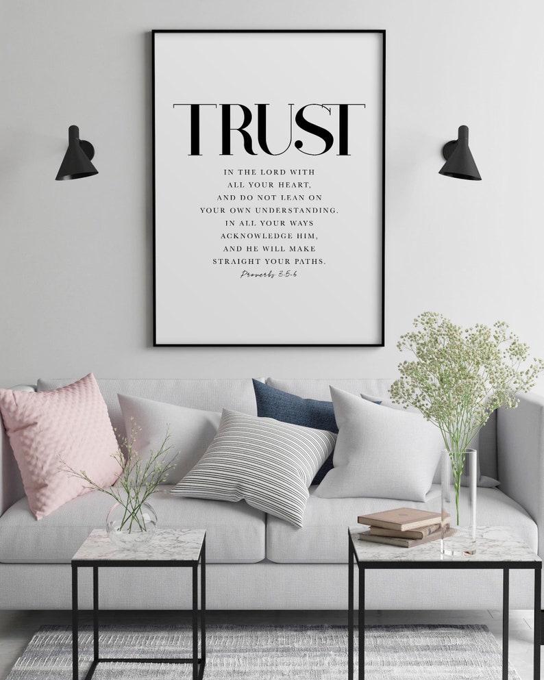 Trust In The Lord Bible Verse Wall Art Proverbs 3 5 6 Esv Etsy