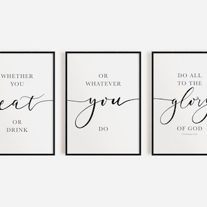 Dining Room Wall Art Bible Verse Kitchen Poster Whether You Eat or ...