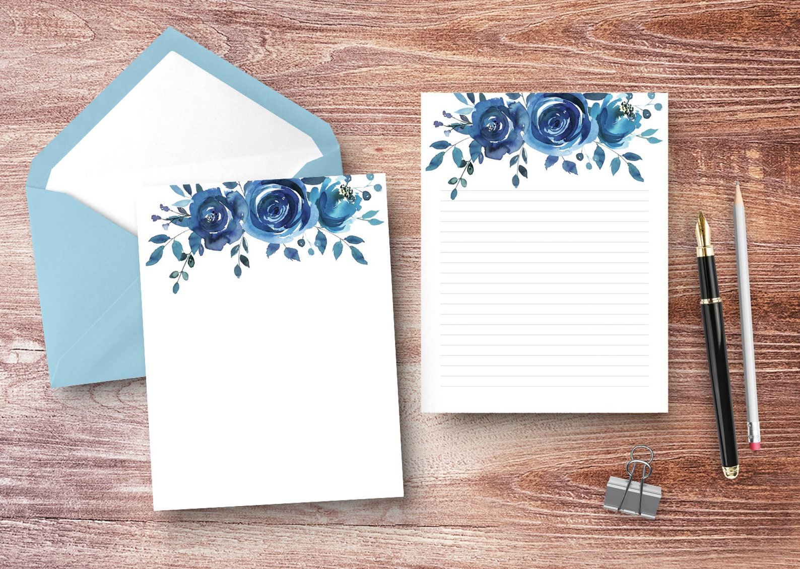 Blue Writing Paper Stationary Set Letter Writing Set - Etsy