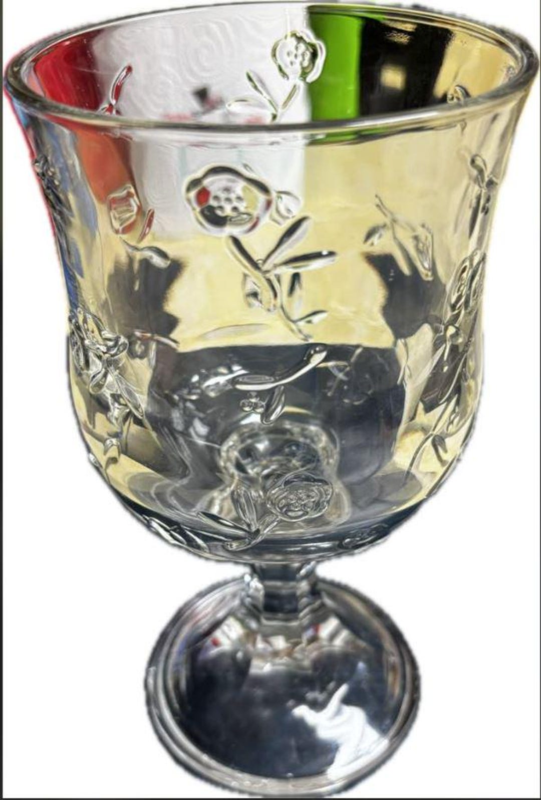 Vintage Anchor Hocking Savannah Water Goblets Clear Glass Embossed ...
