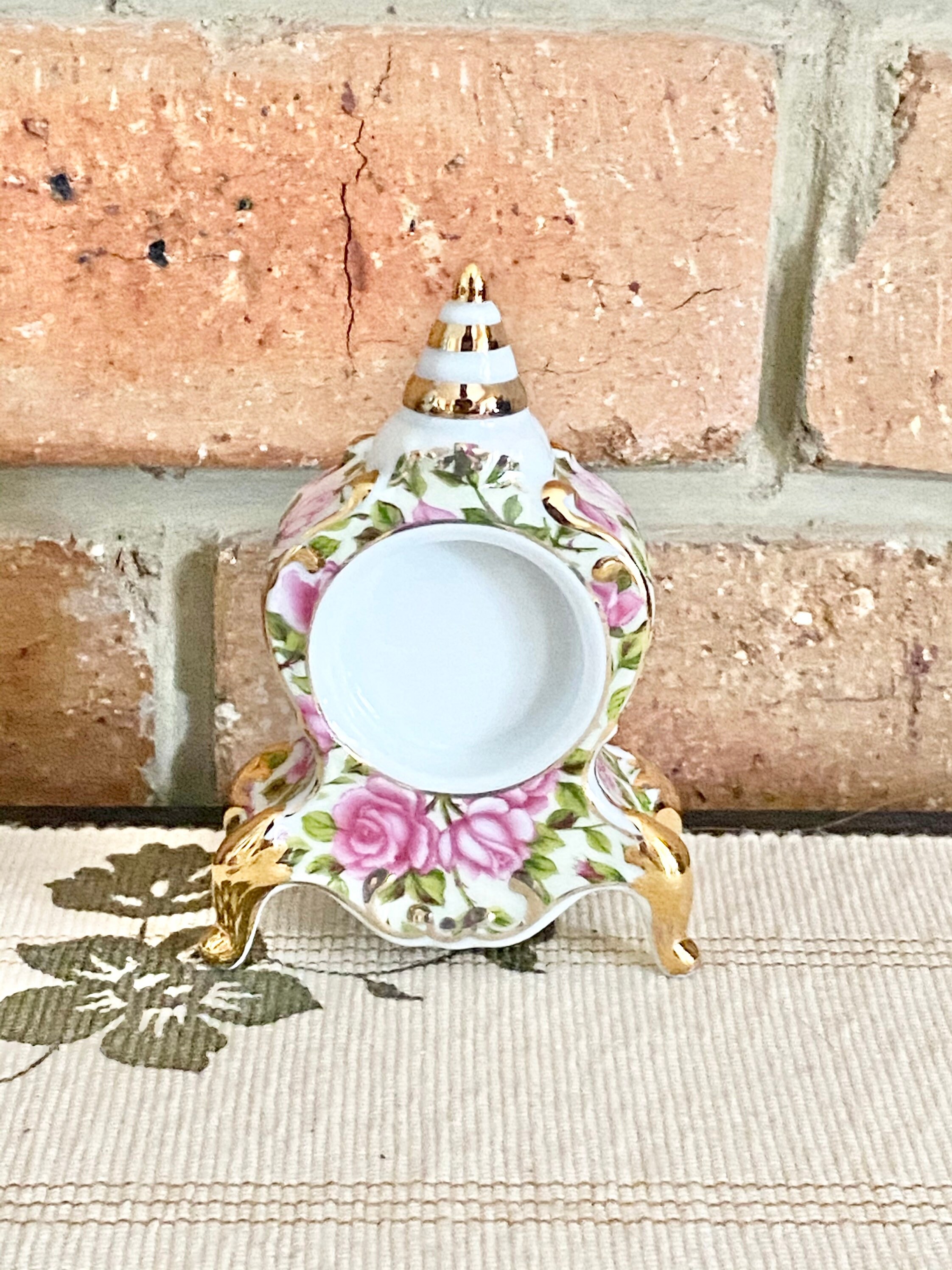 Victorian reproduction 1980s chintz porcelain pocket fob watch holder