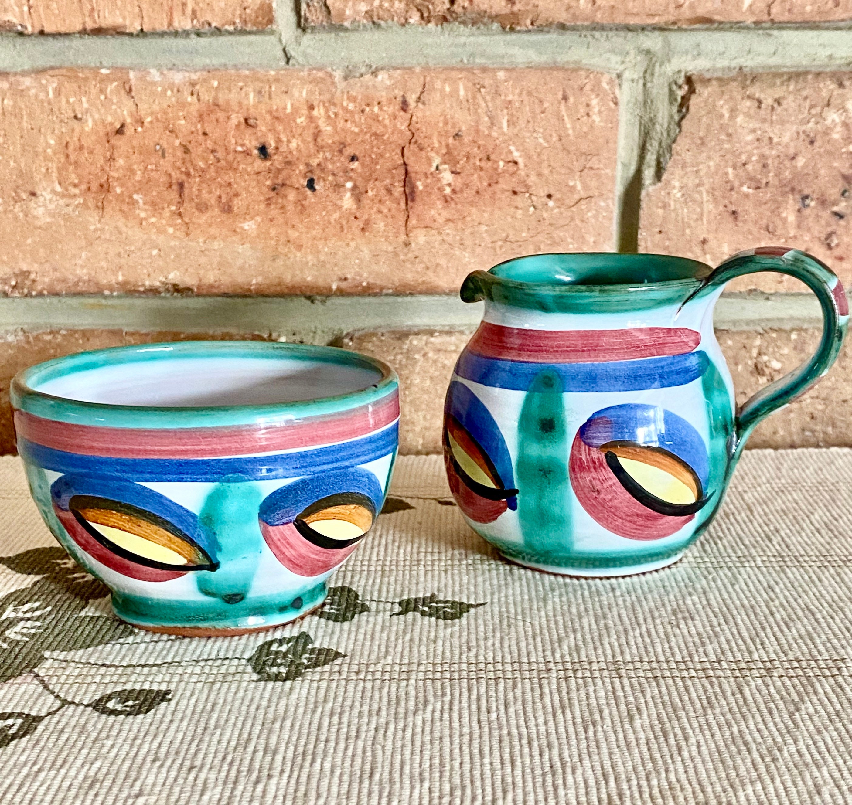 Tintagel Pottery of Cornwall Dragon Eye earthenware sugar bowl and ...