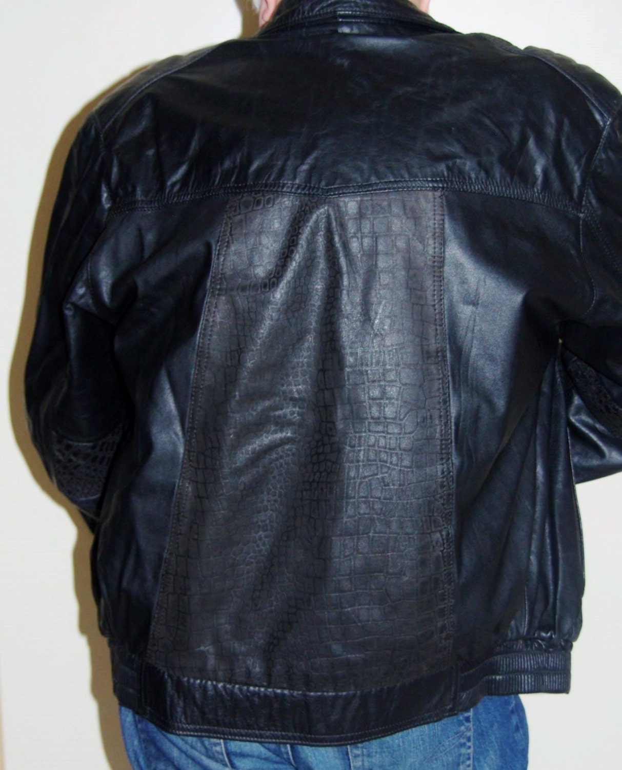 Roger David vintage mens black leather biker punk goth casual bomber ...