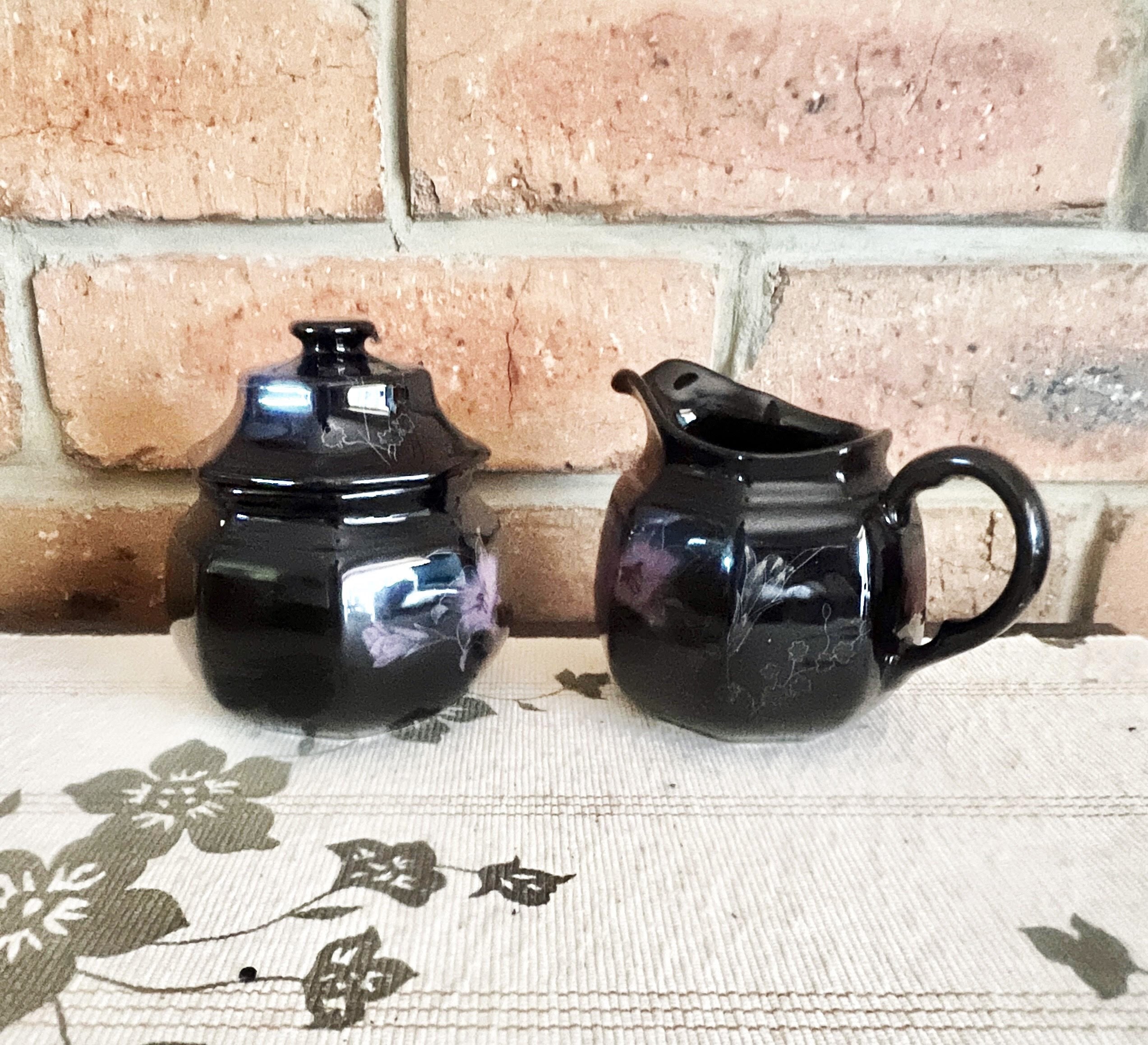 Mikasa Color Trend DR 701 Ebony Meadow octagonal sugar bowl and creamer ...