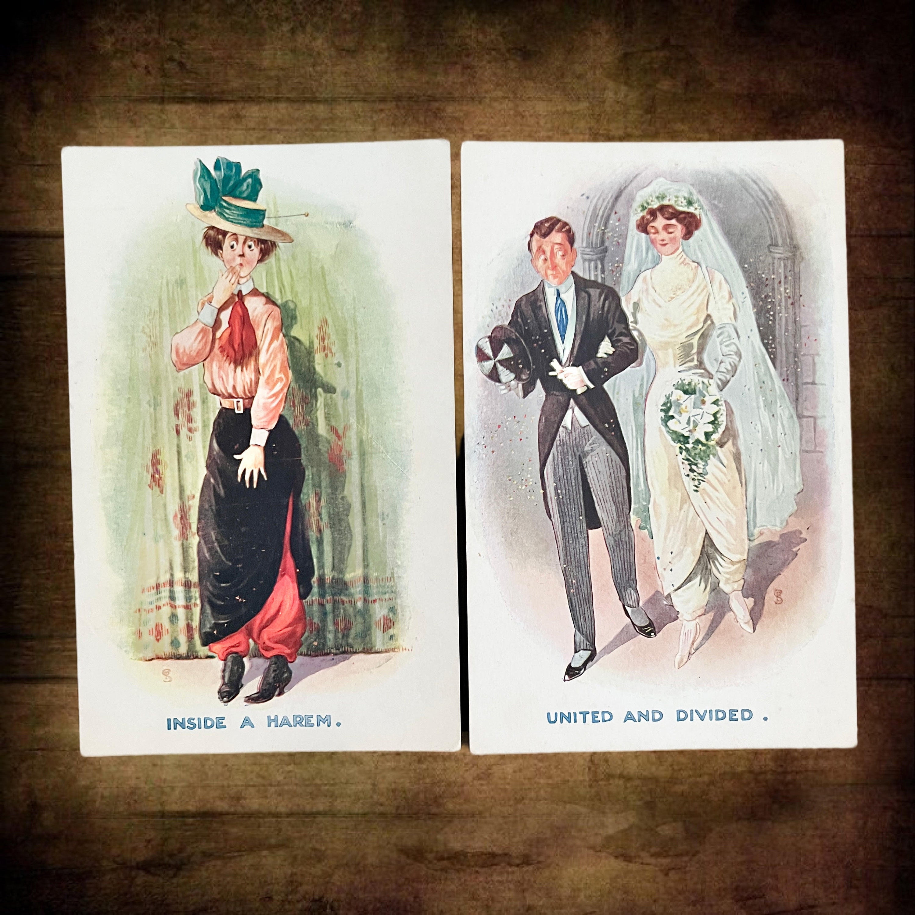 Bamforth & Co 1912 Blank Postcards Harem Series Numbers 853 and 861 ...