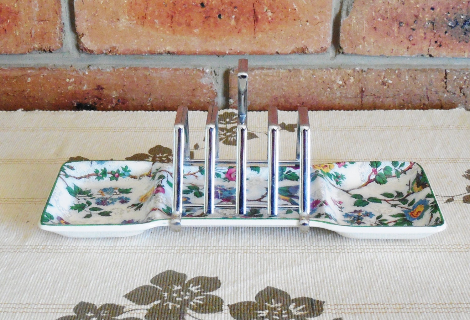 Midwinter Stylecraft 5 bar toast rack rare floral vine with birds ...