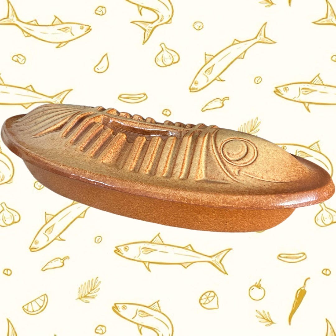 Italian Vintage 1970s Glazed Terracotta Fish Terrine, Baker by ...