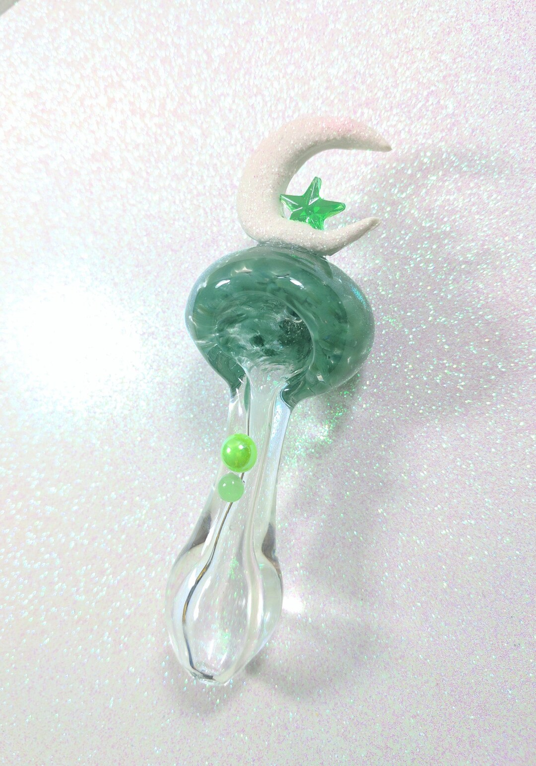 GREEN Princess Moon Wand Pipeglass Spoon Pipe Custom Glass - Etsy