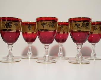 Ruby red goblets | Etsy