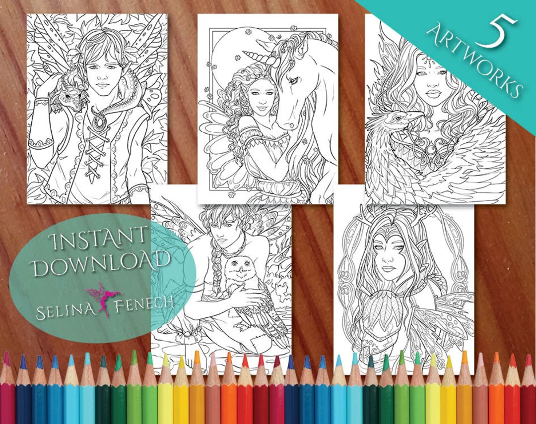 Fairy Companions Fairy Portraits Coloring Page/digi Stamp Fantasy ...