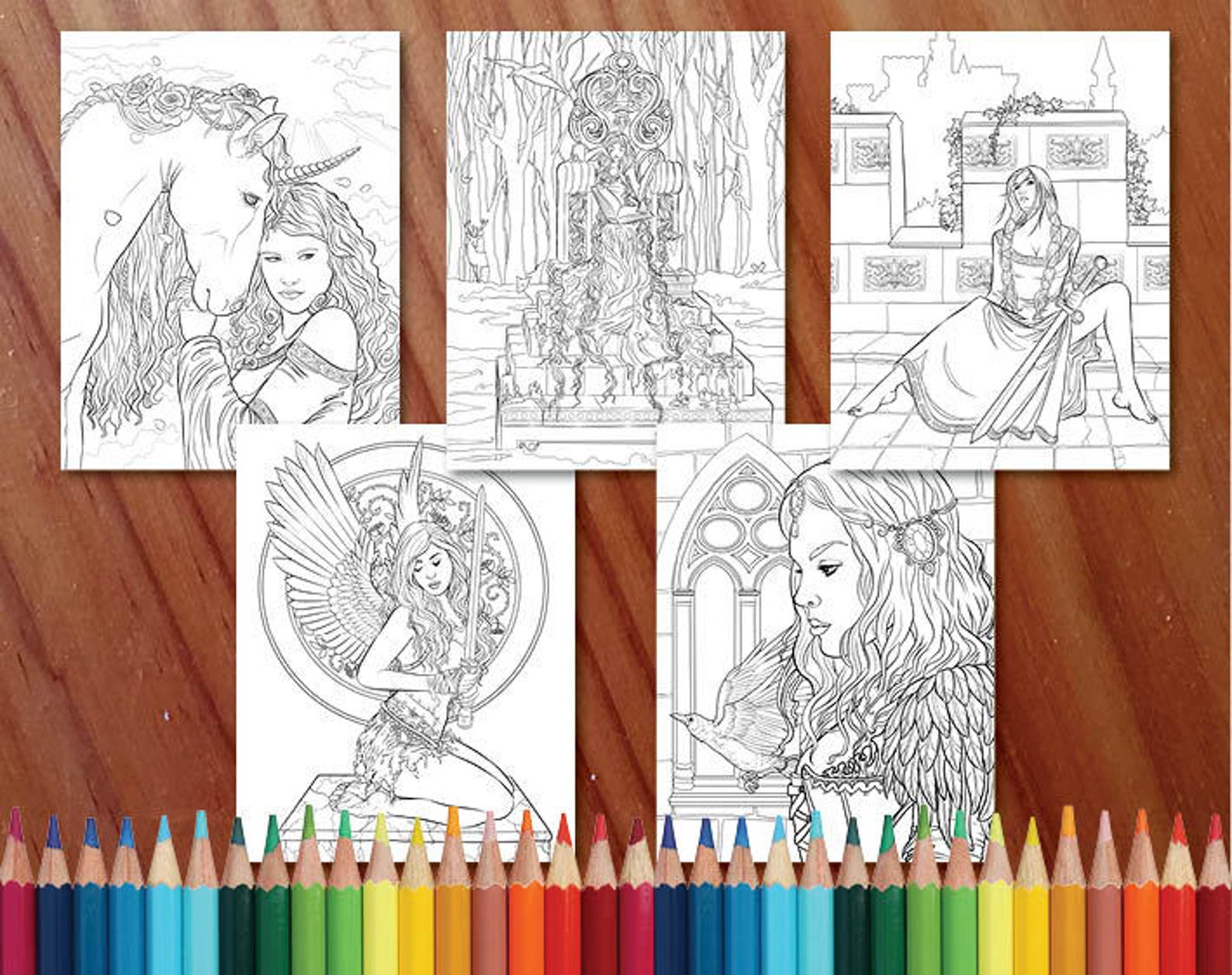 Gothic Dark Fantasy Coloring Collection Coloring Page/digi Stamp ...