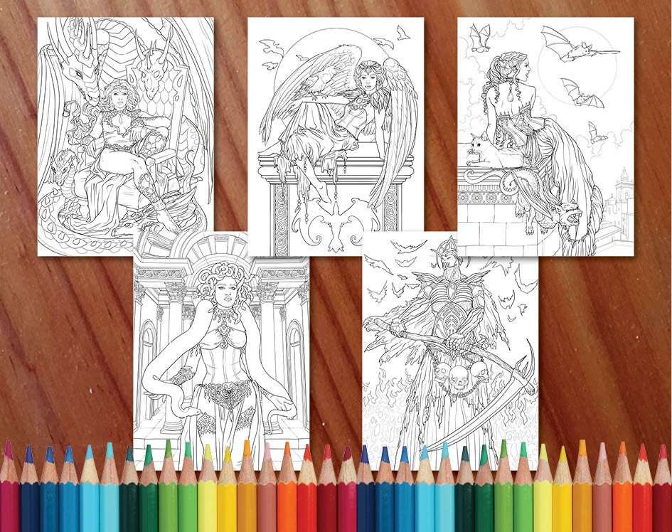 Dark Fantasy Grim and Gothic Coloring Collection Coloring Page/digi ...