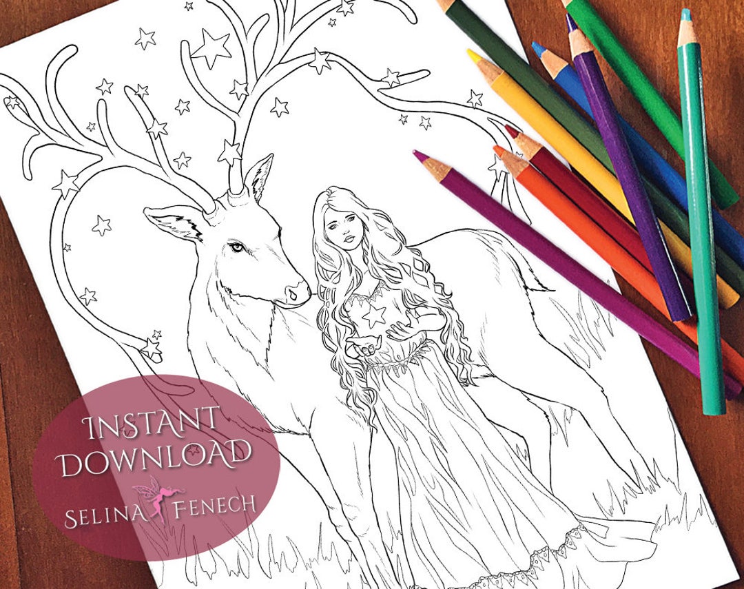 Gift of Starlight Christmas Festive Magic Coloring Page/digi Stamp ...