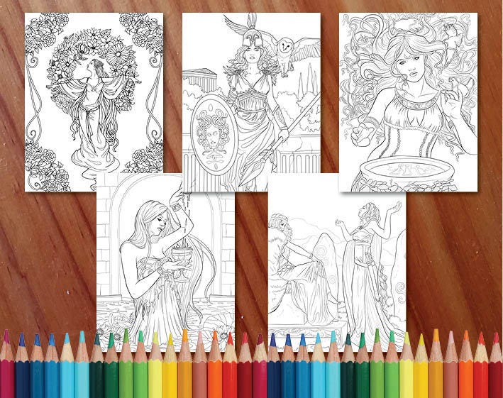 Goddess and Mythology Coloring Collection Coloring Page/digi - Etsy