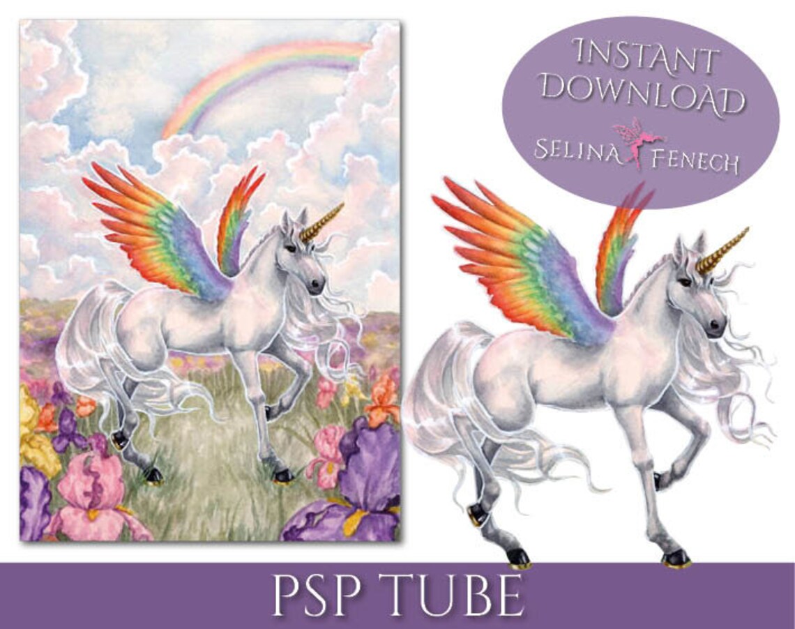 PSP Tagger Tube - Rainbow Wings - Unicorn Fantasy Digital Scrapbooking ...