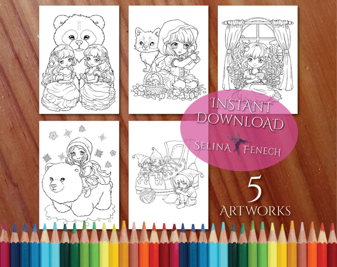 Cute Fairy Tales Princesses and Fables Pack 2 Coloring Page/digi Stamp ...