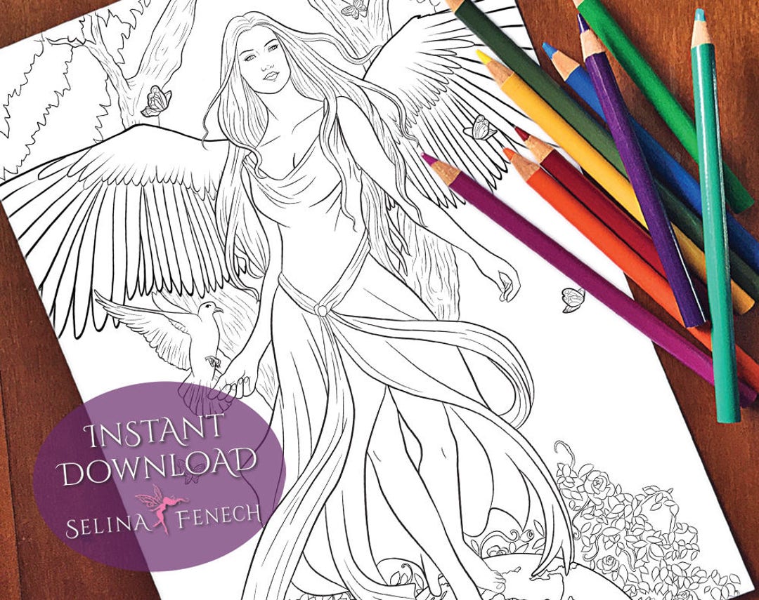 Gaia Goddess and Mythology Coloring Page/digi Stamp Fantasy Printable ...