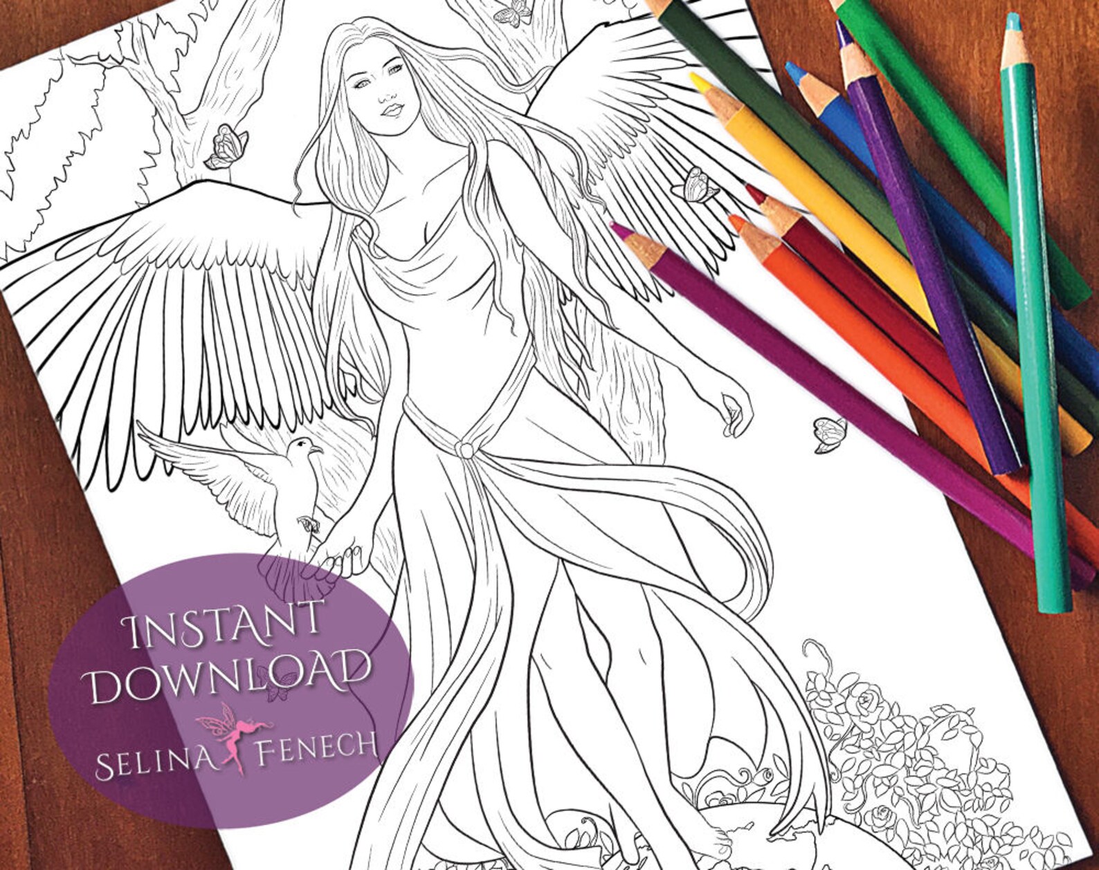 Gaia Goddess and Mythology Coloring Page/digi Stamp Fantasy Printable ...