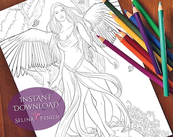Oshun Goddess and Mythology Coloring Page/digi Stamp Fantasy | Etsy