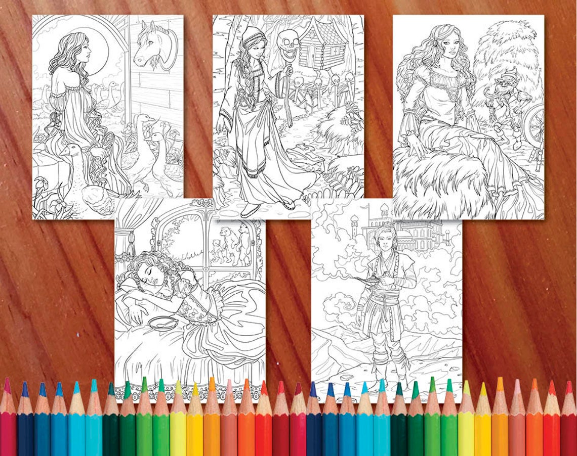 Fairy Tales Princesses and Fables Coloring Collection Coloring | Etsy