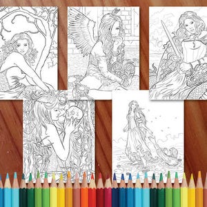 Gothic Dark Fantasy Coloring Collection Coloring Page/digi Stamp ...