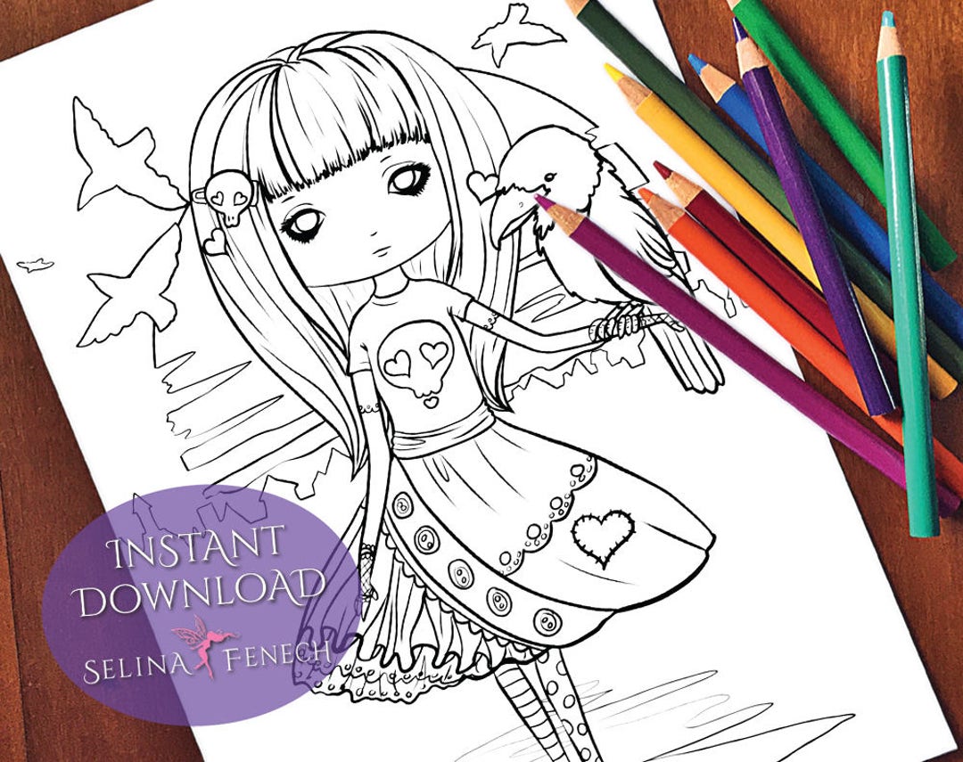Melody Dark Faedorables Cute and Creepy Coloring Page/digi Stamp ...