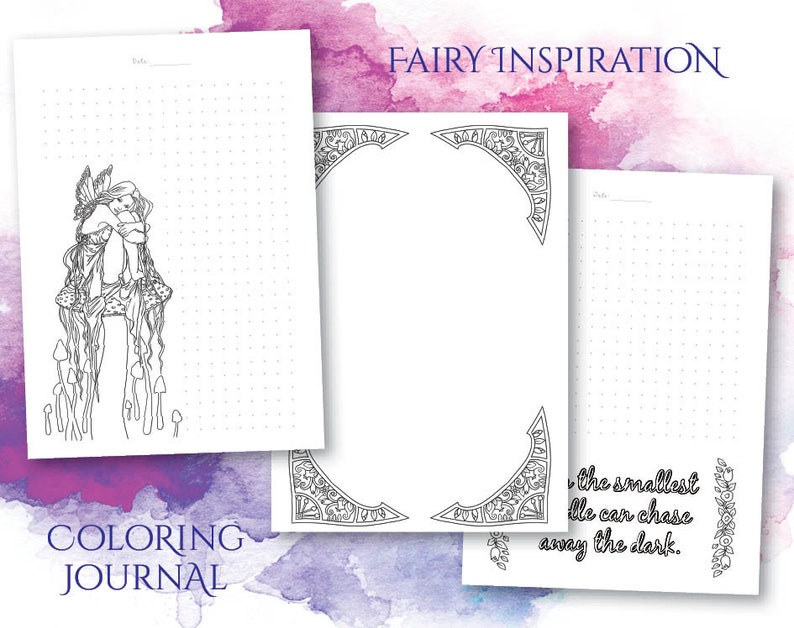 Fairy Coloring Journal Bullet Journalling Writing Paper Art | Etsy