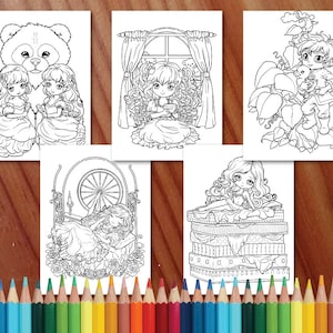 Cute Fairy Tales Princesses and Fables Coloring Collection Coloring ...